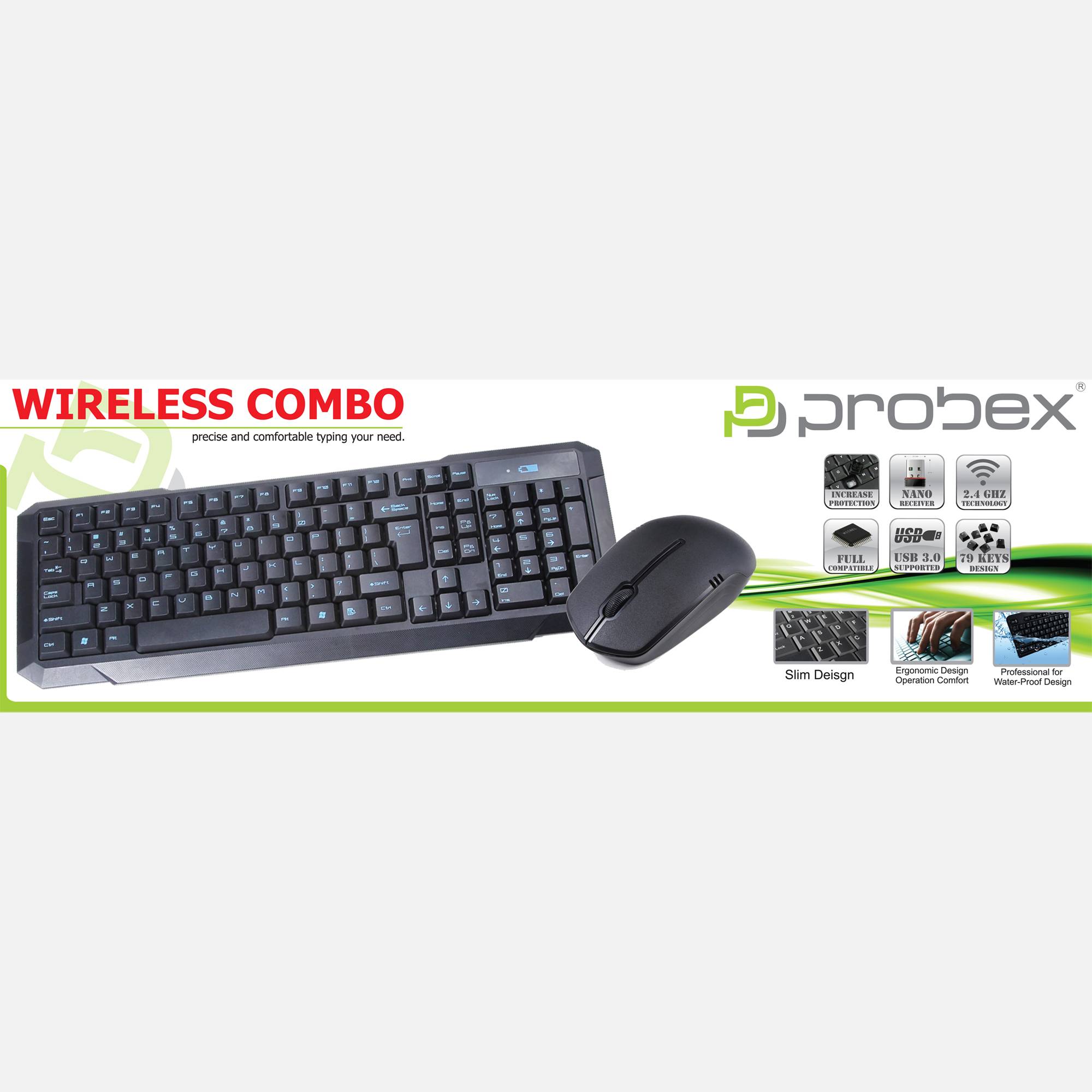 KM-WL/04 PROBEX Wireless Combo (USB Mouse + USB Keyboard)
