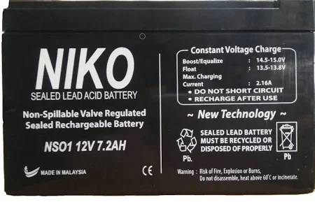 NIKO 12V 7.2AH SLA Rechargeable Battery