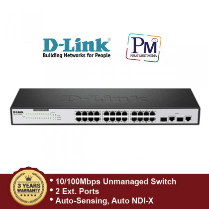D-Link 24-Port Fast Ethernet Switch with 2 Gigabit Uplink
