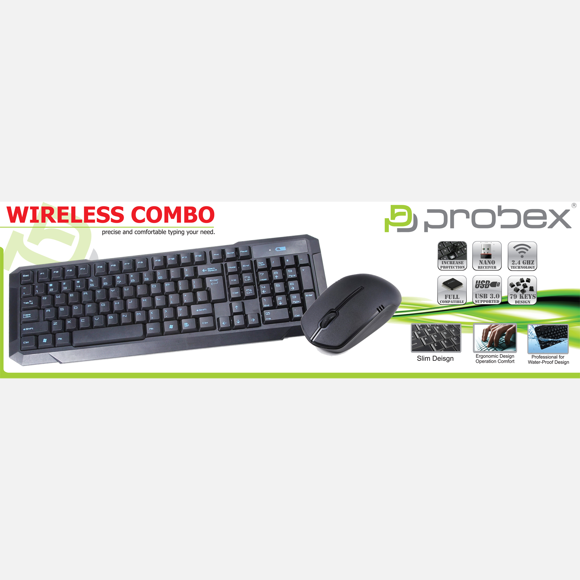 KM-WL/04 PROBEX Wireless Combo (USB Mouse + USB Keyboard)