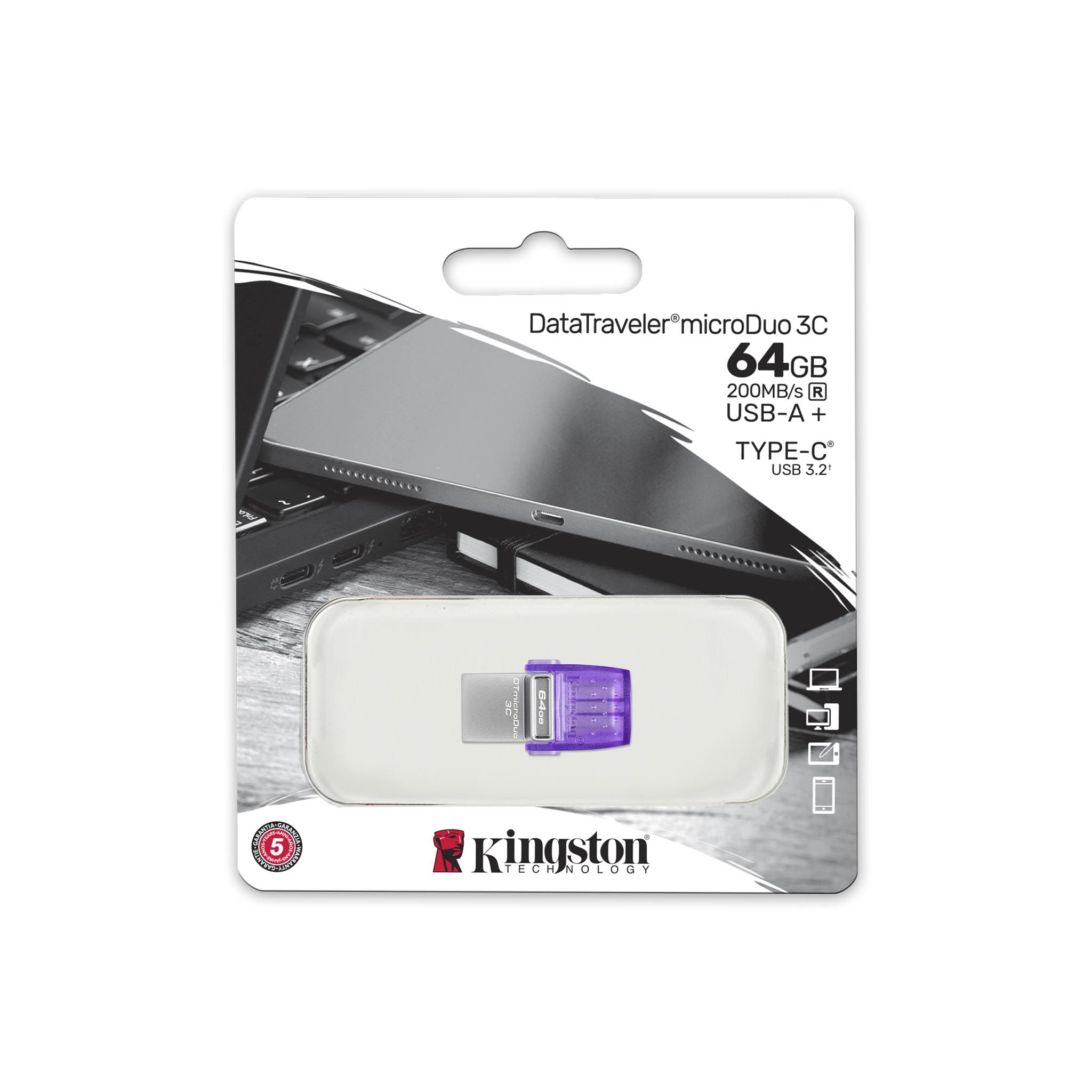 KINGSTON 64GB / 128GB / 256GB DataTraveler microDuo 3C G3 (USB OTG ...